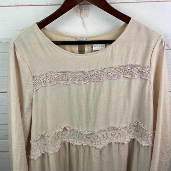Anthropologie | Dresses | Eri Ali Beige Blush Pink Boho Lace Shift ...